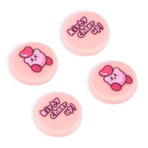 dlseego cheer up 4pcs thumb grips caps for switch/switch oled/switch lite soft silicone joy con joystick cover protective japanese amine cartoon analog button caps - pink