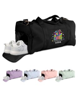 personalized cheerleading duffle bag for women, girls - custom duffel bag - different color & design options - black