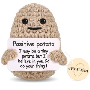 jelutar mini funny positive potato, 3 inch knitted doll with positive card for cheer up gifts and party decorations, cute positive potato crochet doll for birthday gifts (positive potato)