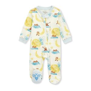 burt's bees baby sleep and play pjs, 100% organic cotton one-piece zip front romper jumpsuit pajamas