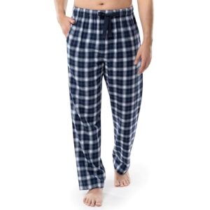 fruit of the loom men's yarn-dye woven flannel pajama pant, navy plaid, large