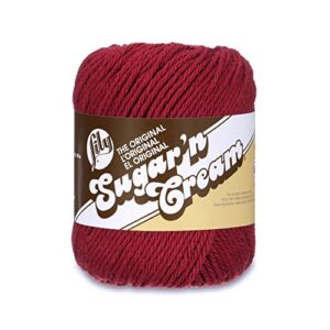 lily sugar 'n cream the original solid yarn, 2.5oz, medium 4 gauge, 100% cotton - wine - machine wash & dry