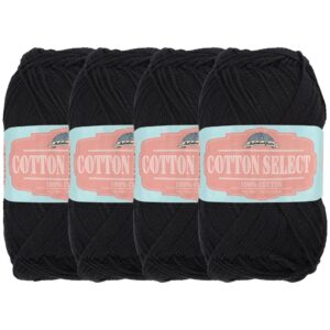 jubileeyarn cotton select yarn - sport weight - 50g/skein - witching hour black - 4 skeins