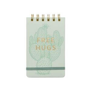 designworks ink 3.5'' x 5.75'' vintage sass wire-bound spiral pocket notepad memo book with 80 lined sheets, green cactus - free hugs