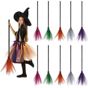 libima 10 pcs halloween witch broom wizard witch stick flying plastic witches broomstick kids witch supplies for halloween party cosplay broom props masquerade dress up costume decoration accessory