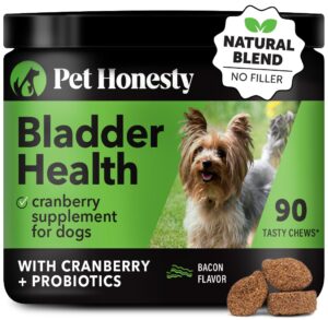 pet honesty cranberry bladder health for dogs – contains active ingredients - cranberry & d-mannose to help support dog urinary tract health, dog bladder support, & kidney support for dogs (bacon)