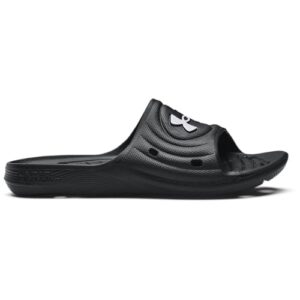 under armour boys locker iv slide sandal, black (001 black, 4 big kid us