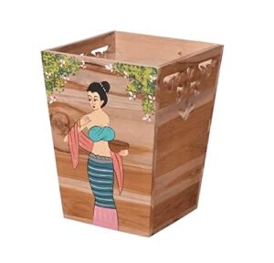 inktus kitchen garbage can retro trash can waste bins wood trash can household office garbage bin for home bedroom office trash can