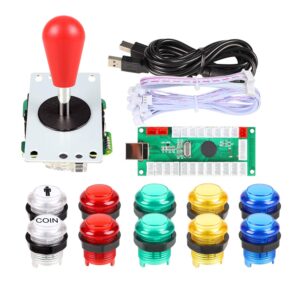 eg starts 1 player led arcade diy part kit usb encoder to pc gamepads ellipse & oval style bat joystick + 5v led arcade buttons for video games mame raspberry pi arcade1up (clear mix colors)