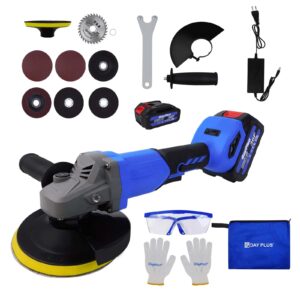 cordless angle grinder with brushless motor, adjustable 3-speed mode, with 30000mah li-ion battery and charger, non-slip grip, discs for cutting and sanding, angle grinder tool kit for cutting