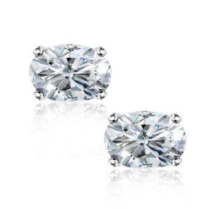 "stunning flame" 18k white gold plated 925 sterling silver cubic zirconia oval cut stud earrings | cz studs for women（oval，5）