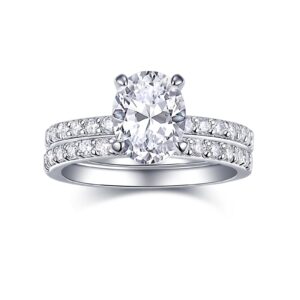 aoned wedding rings for women engagement ring fake faxu engagement rings for women cubic ziornia wedding band ring set 2ct carat cheap oval cz bridal promise rings for her, size 5.5