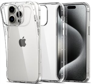 clear case for iphone 15 pro max aeska ultra [slim thin] flexible scratch resistant transparent tpu shockproof gel rubber soft silicone protective phone case cover for iphone 15 pro max 6.7'' (clear)