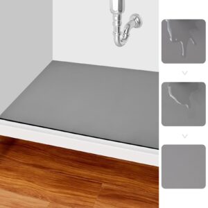 under sink mat for kitchen super absorbent, quick dry kitchen bathroom cabinet mat, 34" x 22" or smaller cut to fit under sink drip tray, under sink liner easy to clean- light grey