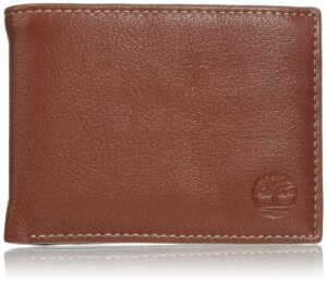 timberland men's leather passcase security rfid wallet, brown, one size