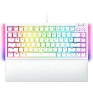 razer blackwidow v4 75% mechanical gaming keyboard: hot swappable design - compact & durable - orange tactile switches - chroma rgb - roller & media keys - wrist rest snap tap - white