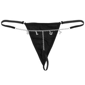 guroenky women slut letter rhinestone g string underwear crystal letter thong panties for women party body chain jewelry black