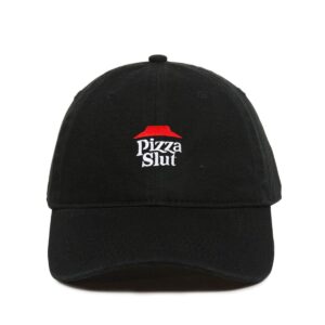 tech design pizza slut dad baseball cap embroidered cotton adjustable dad hat black