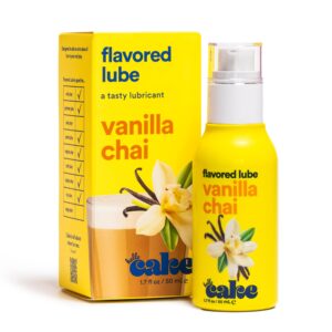 hello cake vanilla chai flavored personal lubricant - water-based lube - no aftertaste, easy clean-up - vegan, sugar-free, gluten-free, & hormone-free - 1.7 fl oz