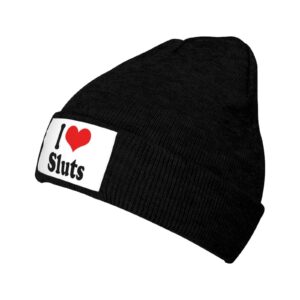 i love sluts gifts beanie hat men skull cap women knitted hat slouchy stocking hat knit stretchy cap black