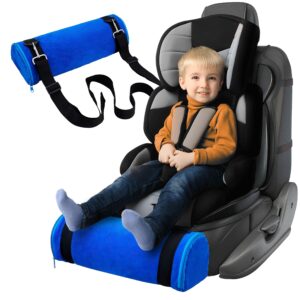 kalnweis car seat foot rest,car seat foot rest for kids-booster seat foot rest-convenient car accessories for kids - supportive car seat pillow for toddlers - long adjustable strap (blue)