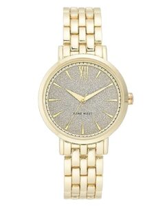 nine west women's gold-tone bracelet watch, nw/2402glgb