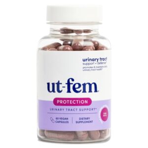 ut-fem protection - urinary tract defense for women, 3-in-1 daily defense formula to protect urinary tract health, d-mannose, cranberry + hibiscus, natural supplement - 60 vegan capsules