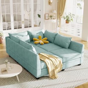 yunlife&home oversized u-shaped convertible modular sectional sofa with reversible chaise and storage seats,symmetrical sleeper sofá bed,free combination upholstered corner couch