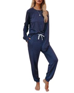 eurivicy women's solid sweatsuit set 2 piece long sleeve pullover and drawstring sweatpants sport outfits sets