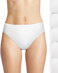 hanes ultimate womens 6-pack breathable cotton hi-cut panty briefs, white, white, white, white, white, white, 10 us