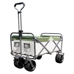 collapsible foldable wagon cart heavy duty outdoor utility wagon 270 lbs load-bearing beach wagon cart with large brake wheels portable sports wagon for beach garden camping