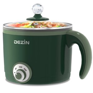 dezin hot pot electric, 1.5l rapid noodles cooker, non-stick electric pot perfect for ramen, egg, pasta, dumplings, soup, porridge, oatmeal, portable cooking pot with power adjustment