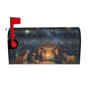 dujiea vintage christmas nativity jesus mailbox cover mailbox wraps, waterproof mailbox covers magnetic post box cover large size 25.5"(l) x 21"(w) garden yard outside farmhouse home decor