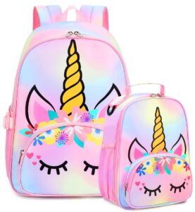 backpack for kids girls preschool kindergarten bookbag set with lunch box toddler school bag