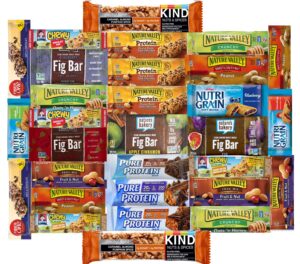 ultimate healthy fitness box - protein & healthy granola &bars sampler snack box (30 count) - care package - gift pack - variety of fitness, energy and protein bars