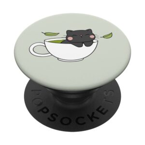 matcha green cute cat kawaii aesthetic popsockets swappable popgrip