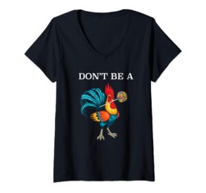 womens don't be a sucker tee funny cock chicken father day gift v-neck t-shirt