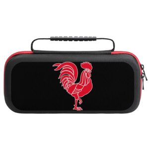 red cock rooster carry case storage bag switch travel shell pouch for accessories and games