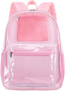 btoop clear backpack for school kids girls with clear lunch box large see through book bags heavy duty transparent plastic backpacks for teens women work stadium