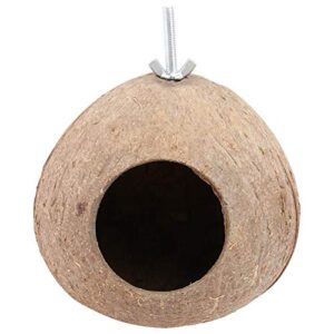 popetpop 1pc handmade bird nest creative coconut shell bird house garden decoration-pet supplies