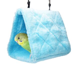 cdycam pet bird nest hammock hanging cave cage plush snuggle happy hut tent bed (small, blue)