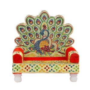 kavintek krishna wooden meenakari singhasan bed for god god laddu gopal for pooja mandir laddu gopal bed bal gopal bed thakorji bed krishna sinhasan size-15.5 x 10.5 x 15 cm