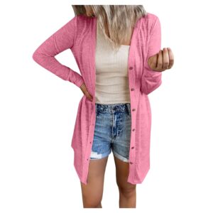 coupons and promo codes for discount lightweight fall cardigan for women 2023 plus size long sleeve casual comfy thin open front kimono cardigans with pockets shrug sweaters a pink