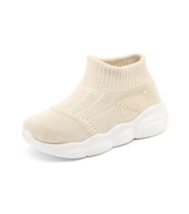 cubufly baby sock shoes first walking shoes slip on sneaker 0-3 years beige