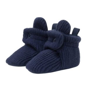 robeez baby booties with slip resistant soles colby sweater knit snap booties,f23 colby navy,12-18 months