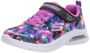 skechers kids girls microspec max-spiral galaxy sneaker, black/multi, 2 little kid