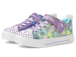 skechers kids girls twinkle sparks-shimmer star sneaker, purple/multi, 2 little kid