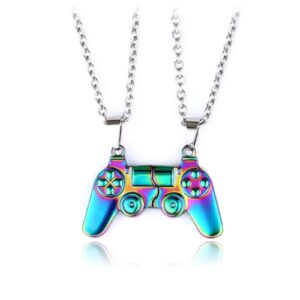 pingyongchang h&z mutual attraction game controller necklace for couple matching console handle pendant for best friends friendship valentine's gifts sister necklace-colourful