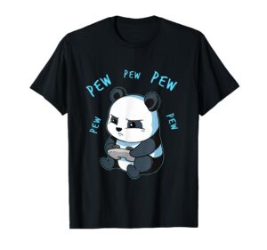 cute gaming panda pew video game computer player t-shirt