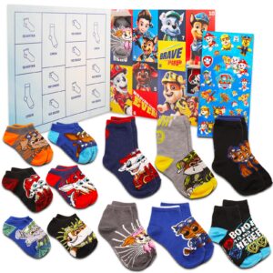 paw patrol countdown to christmas advent calendar socks set - bundle 12 pairs paw patrol socks for boys size 10-4, more | paw patrol sock gift box